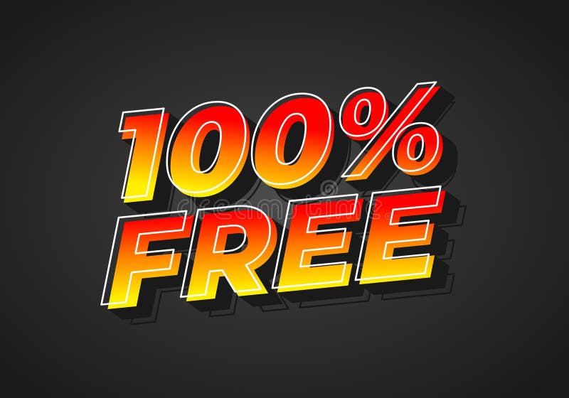 100 Free. Text Effect in Bold Font for Promotion Ads Stock Vector ...