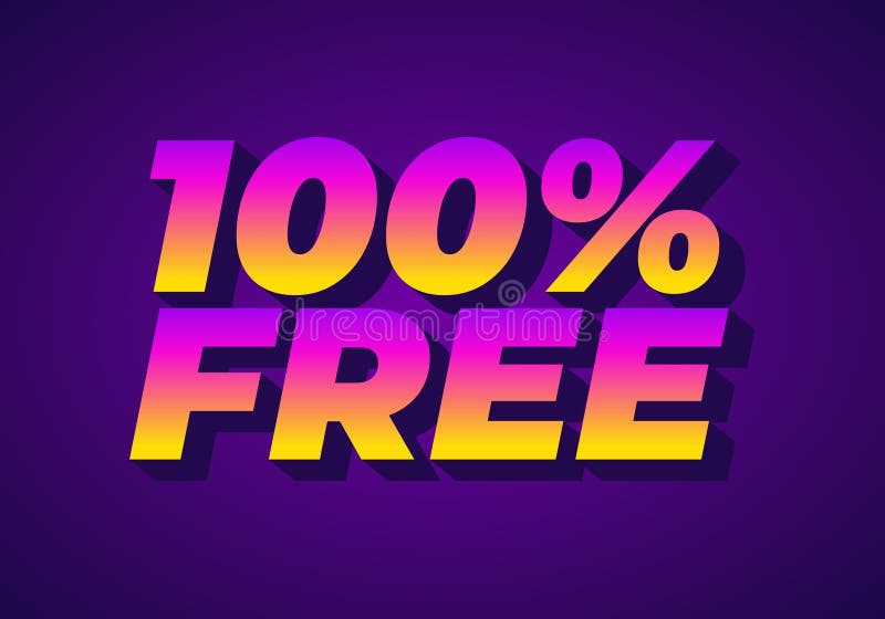 100 Free. Text Effect in Bold Font for Promotion Ads Stock Vector ...