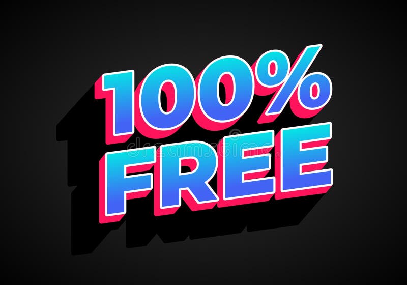 100 Free. Text Effect in Bold Font for Promotion Ads Stock Vector ...