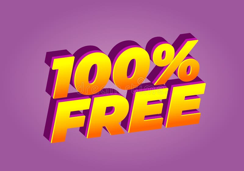100 Free. Text Effect in Bold Font for Promotion Ads Stock Vector ...