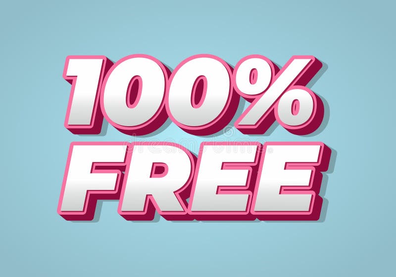 100 Free. Text Effect in Bold Font for Promotion Ads Stock Vector ...