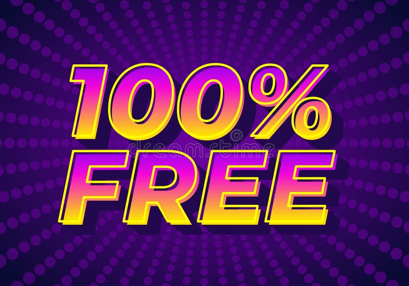 100 Free. Text Effect in Bold Font for Promotion Ads Stock Vector ...