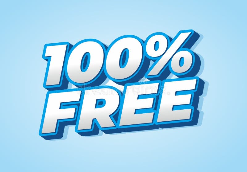 100 Free. Text Effect in Bold Font for Promotion Ads Stock Vector ...