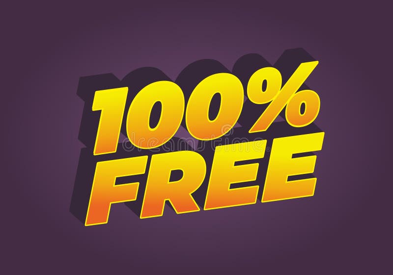 100 Free. Text Effect in Bold Font for Promotion Ads Stock Vector ...