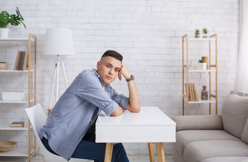 Free Time, Hobby, Remote Work during Covid-19. Bored Young Man with ...