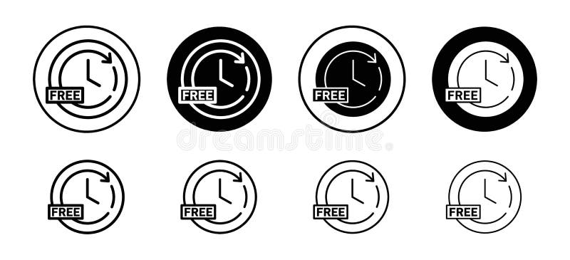 Free Time Vector Icon Set Collection. Free Time Outline Flat Icon Stock ...