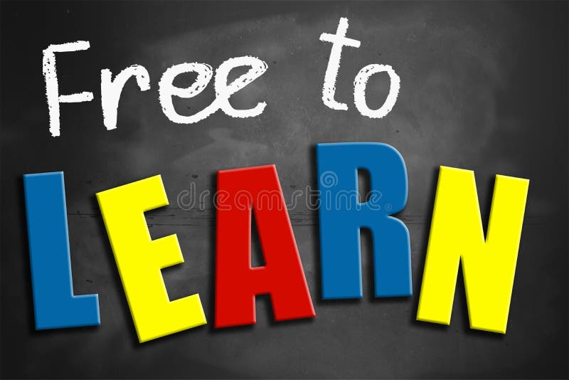 Free To Learn Conceptual Words on Blackboard Stock Illustration ...