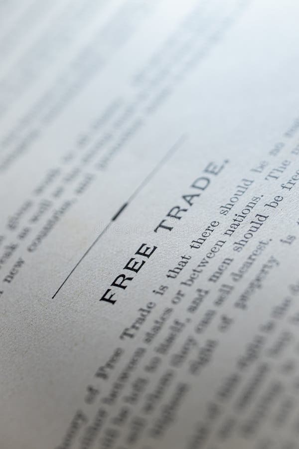 Free Trade Text in Antique Book Stock Photo - Image of letter ...