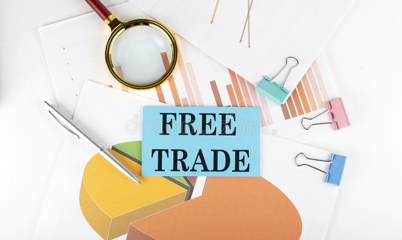 FREE TRADE Text on the Sticker on the Paper Diagram Stock Image - Image ...