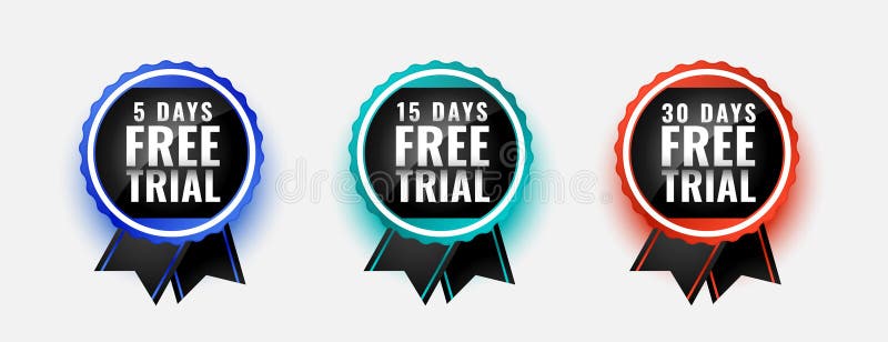 Free Trial Badge Stamps for 5 10 and 30 Days Stock Vector ...
