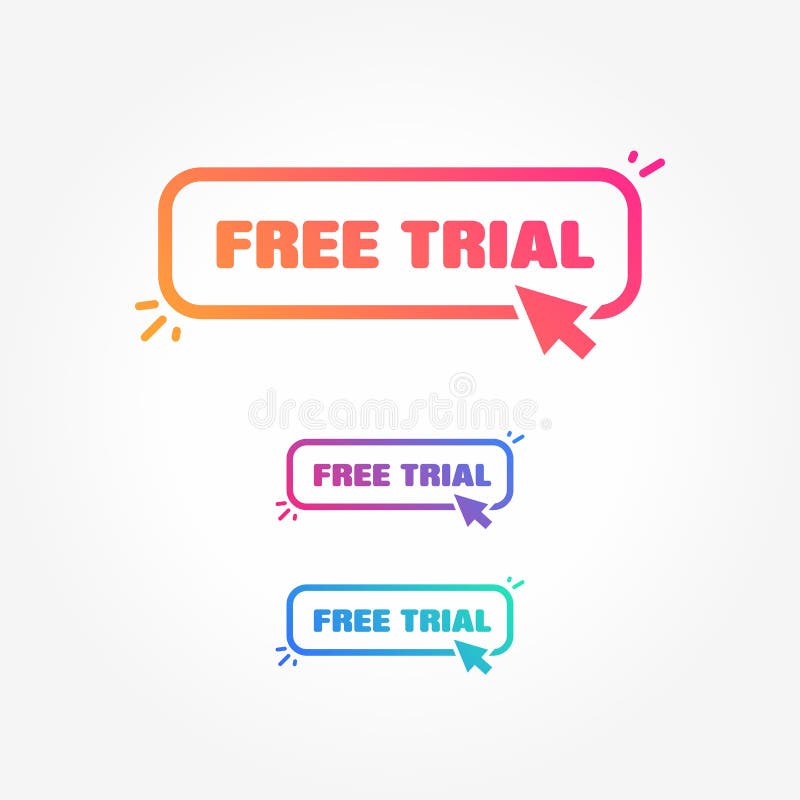 Free Trial Button with Cursor Label Set Stock Illustration ...