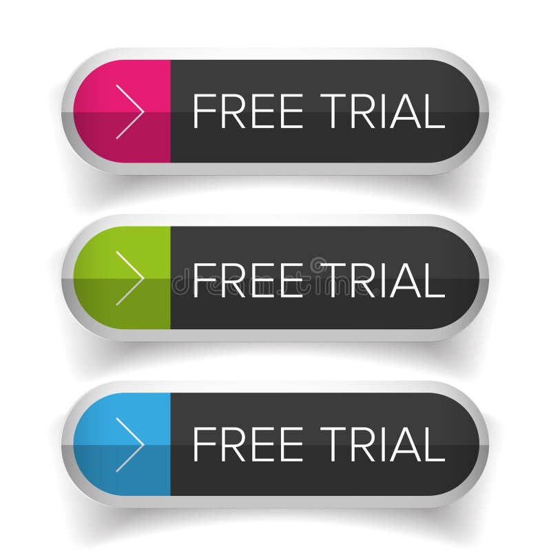 Free Trial button set stock vector. Illustration of dimensional - 78891137