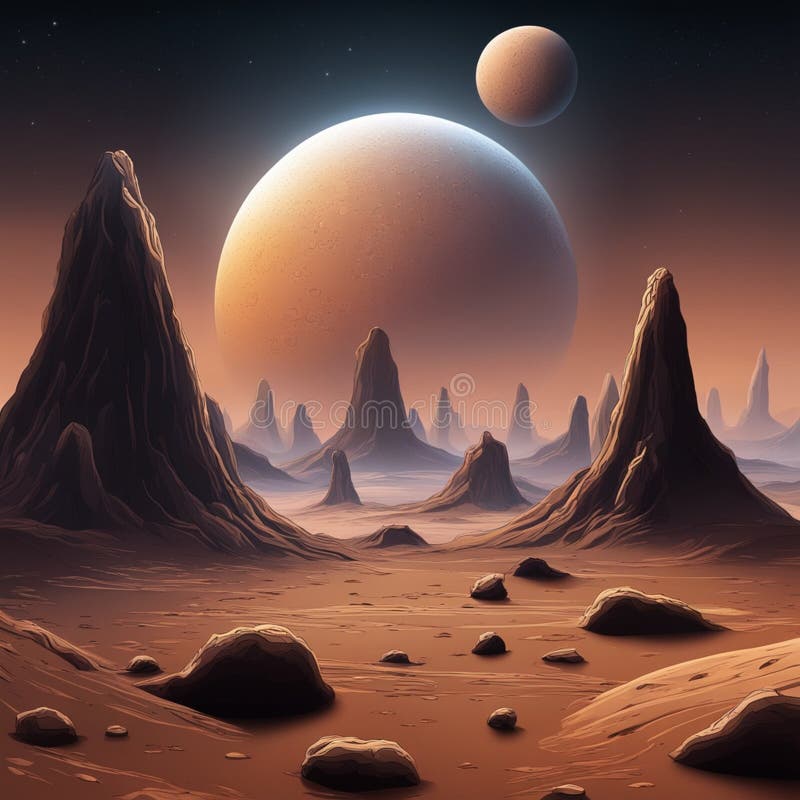 Free Vector Alien Planet Surface with Craters Stock Illustration ...