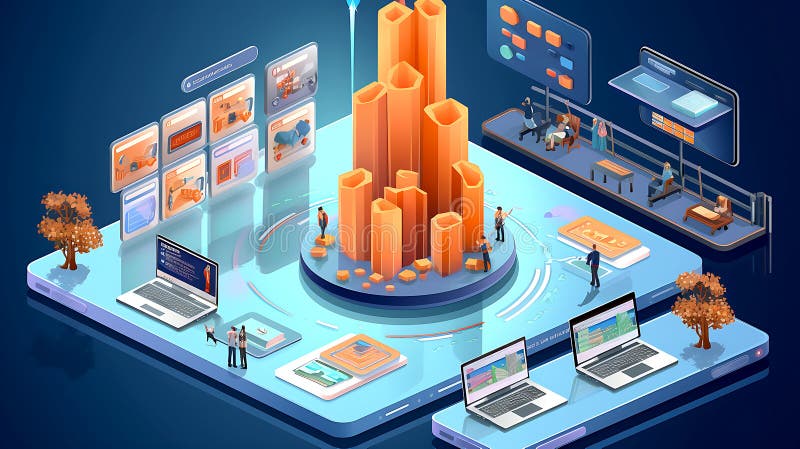 Free Business Analysis Technology Concept Isometric Illustration Process Working with Big ...