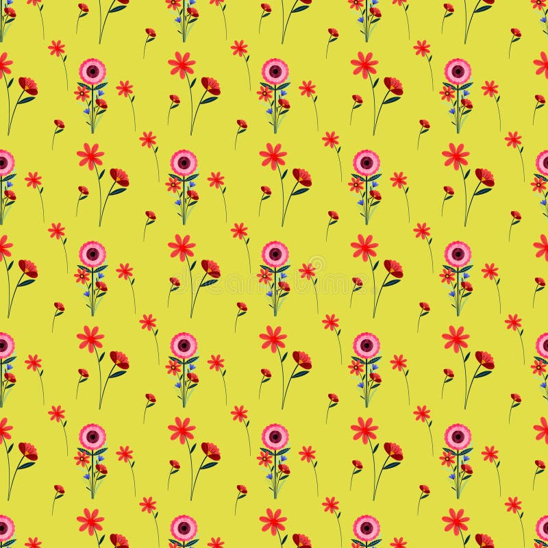 Free Vector Hand Drawn Small Flowers Pattern Stock Illustration ...