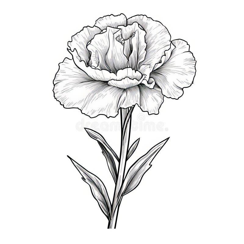 Free Vector Illustration of Carnation Flower in Engraved Line-work ...