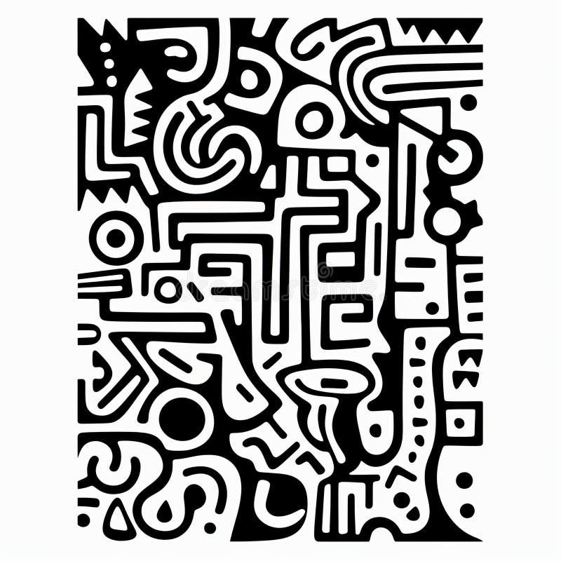 Bold and Organic Black and White Design Inspired by Jon Burgerman Stock ...