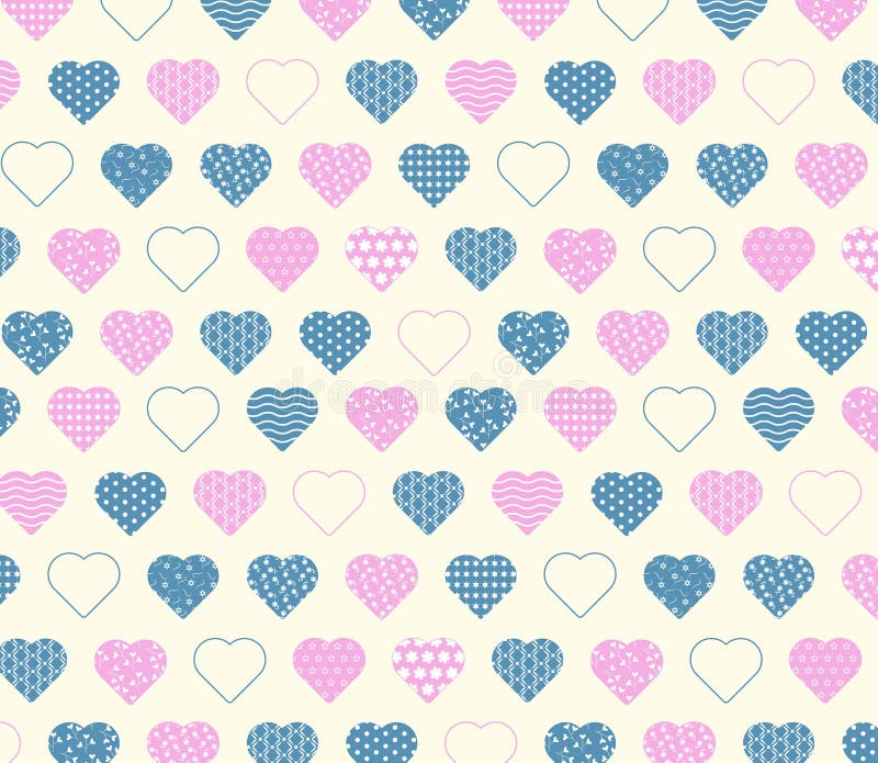 Free Vector Romantic Pattern with Different Types of Hearts Stock ...