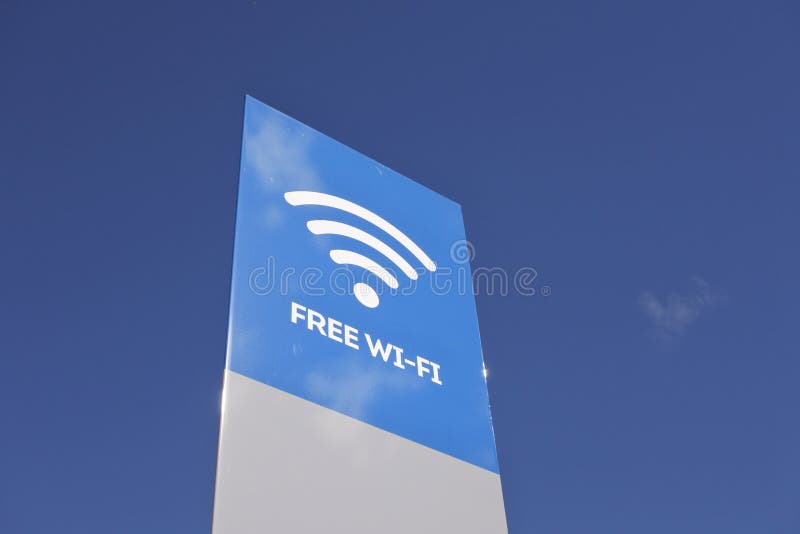Free WI-FI Sign Area Against Blue Sky Stock Illustration - Illustration ...