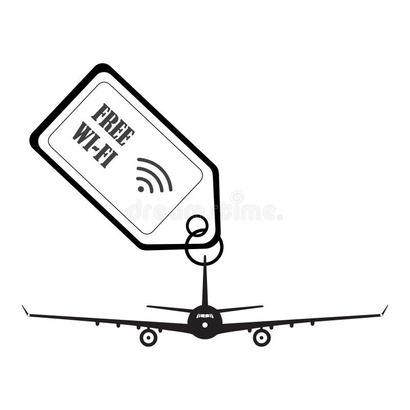 Plane with a Label with Wi-fi Symbol and Text Free Wi-fi Stock Vector ...