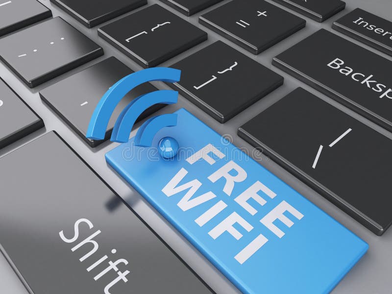Free Wifi Button on Computer Keyboard. 3d Illustration Stock ...