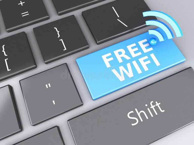 Free Wifi Button on Computer Keyboard. 3d Illustration Stock ...