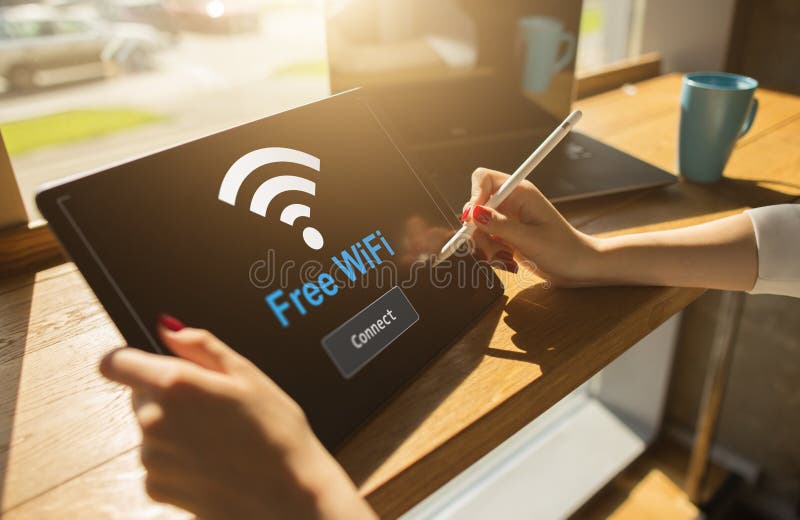 Free Wifi Connection on Mobile Phone Screen. Internet and ...