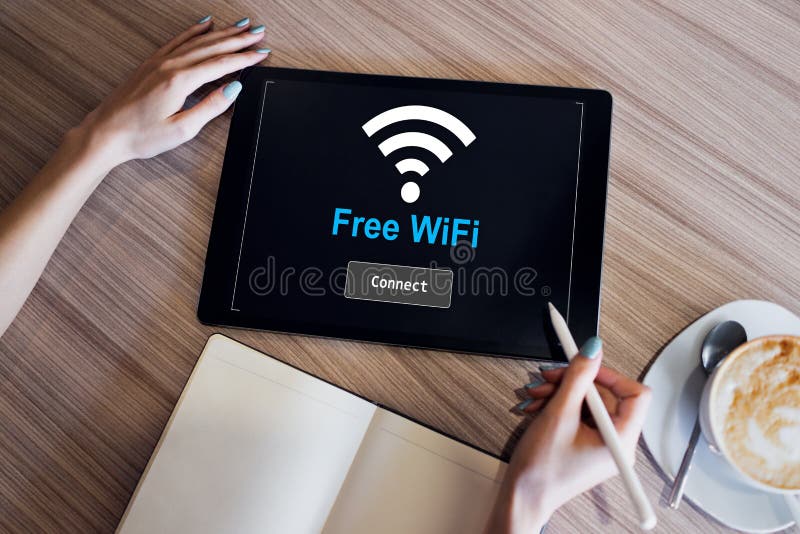 Free Wifi Connection on Device Screen. Internet and Wireless Technology ...