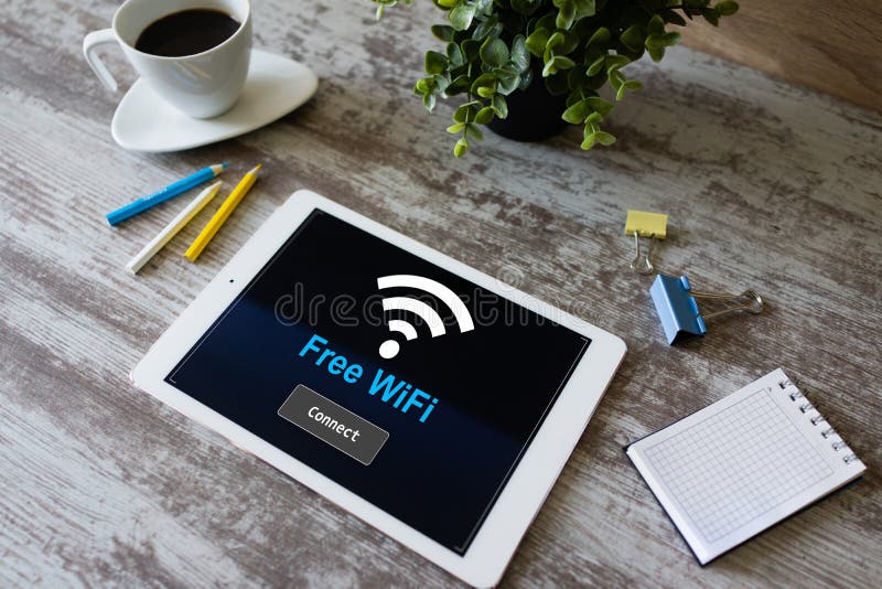 Free Wifi Connection on Mobile Phone Screen. Internet and ...