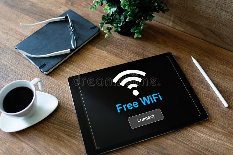 Free Wifi Connection on Mobile Phone Screen. Internet and ...