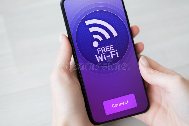 Free Wifi Connection on Mobile Phone Screen. Internet and ...