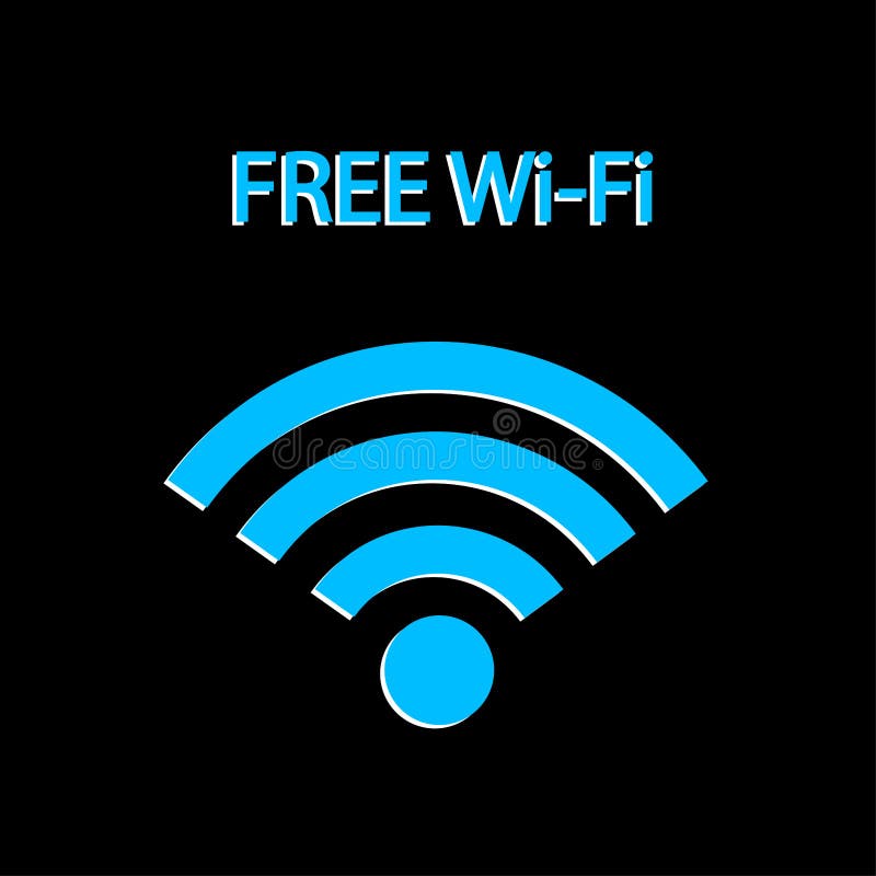 Free WiFi Icon Isolated on Black Background. Wireless Internet ...