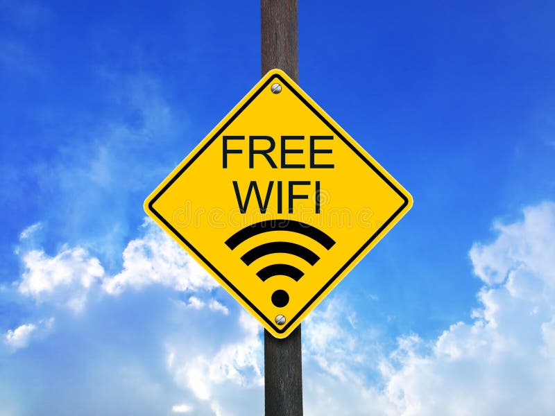 Free Wifi Sign on a Pole stock illustration. Illustration of area ...