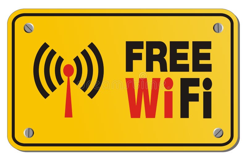Free WiFi Yellow Sign - Rectangle Sign Stock Illustration ...