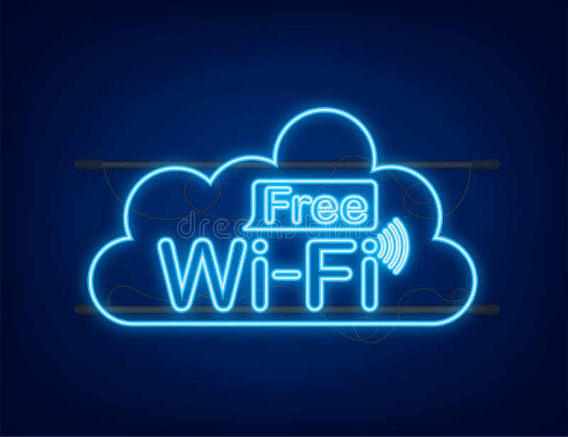 Free Wifi Zone Blue Icon. Free Wifi Here Sign Concept. Neon Icon Stock ...