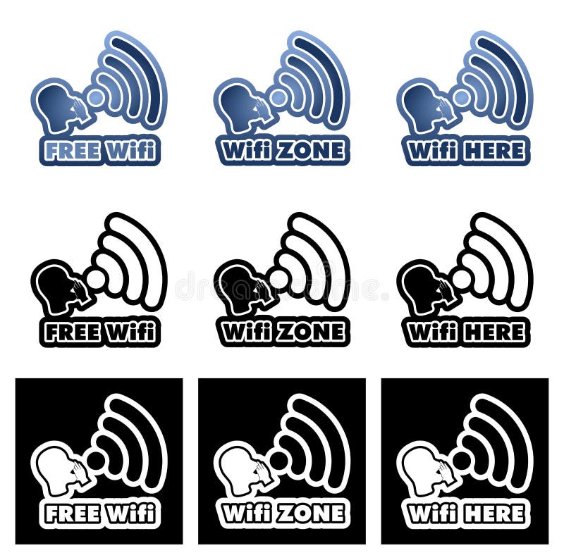 Free Wifi Zone Here Stickers Set Stock Vector - Illustration of vector ...