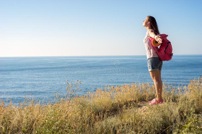 Free Woman Stands on the Edge Stock Photo - Image of clear, girl: 60141356