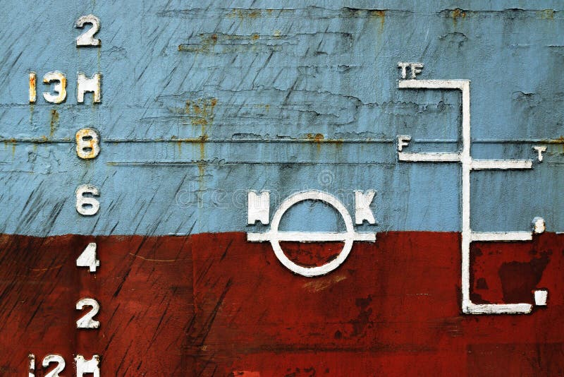 Freeboard Mark on Board with an Old Worn Out Paint Stock Photo - Image ...
