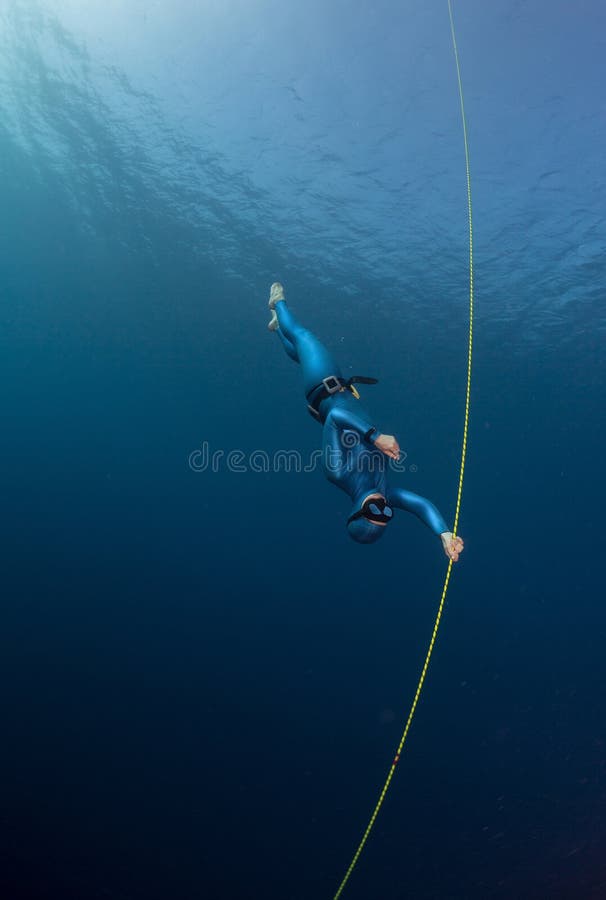 Freediver stock image. Image of result, falling, face - 46434445