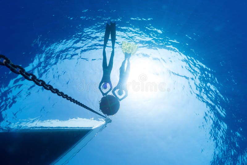 Freedivers stock photo. Image of rope, dive, safety, freediver - 45600602