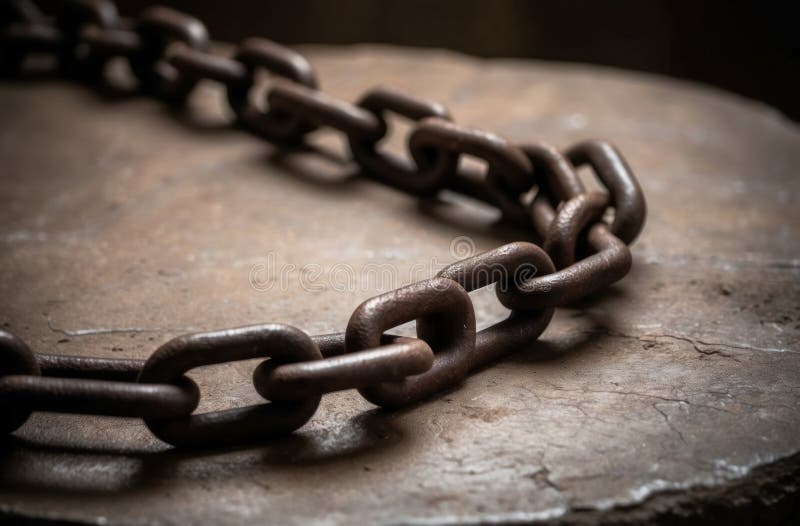 Freedom Achieved. Broken Chain on Worn Stone. Symbolic Image of Release ...