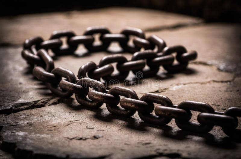 Freedom Achieved. Broken Chain on Worn Stone. Symbolic Image of Release ...