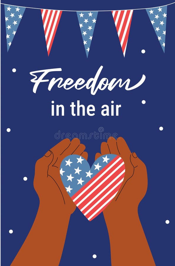 Freedom in the Air Vertical Banner for 4th of July. Vector Design for ...