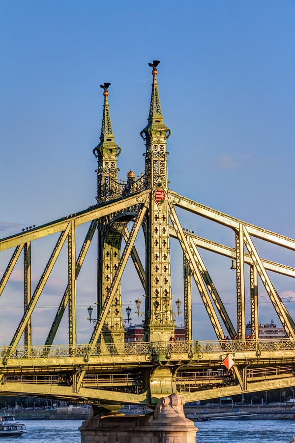 Freedom Bridge in Budapest stock image. Image of silver - 96710471