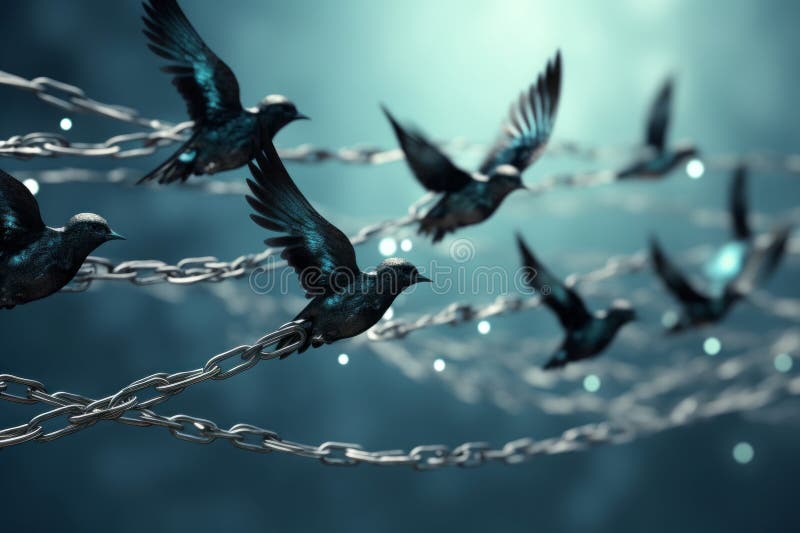 Freedom Chains Birds. Generate Ai Stock Photo - Image of change ...