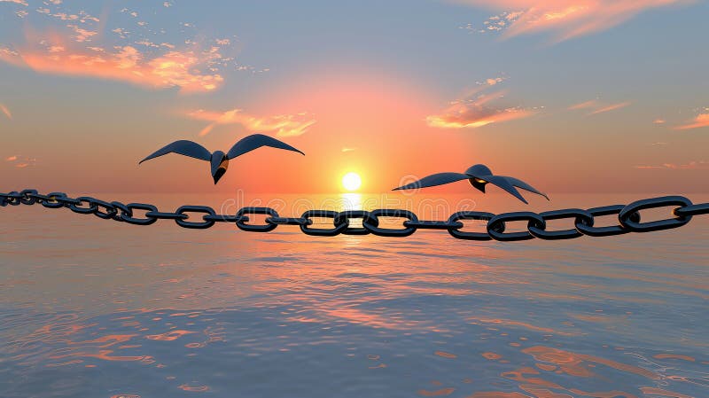 Freedom - Chains that Transform into Birds Stock Photo - Image of ...