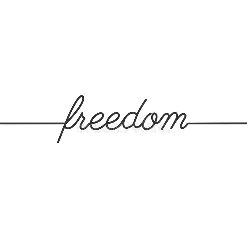 Freedom - Continuous Line Drawing Typography Lettering Minimalist ...