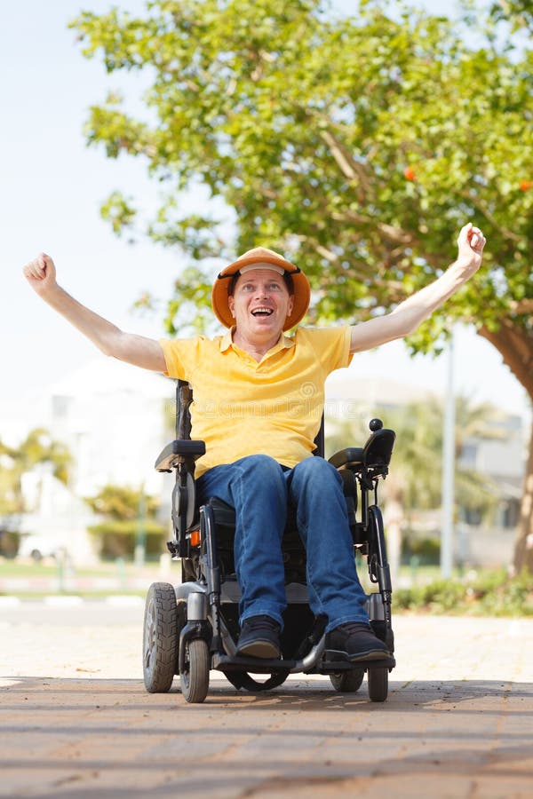 Freedom of disabled man stock image. Image of blue, happy - 111586309