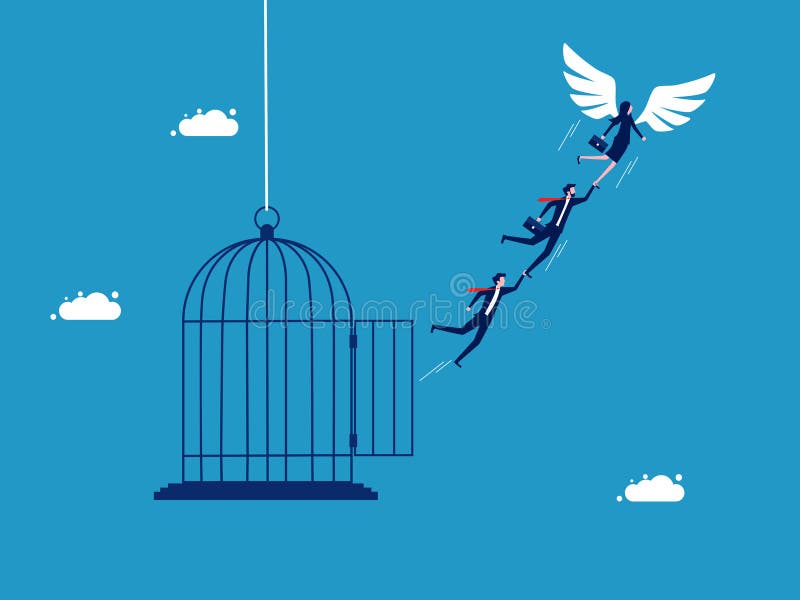Freedom. Escape from the Cage Stock Vector - Illustration of growth ...