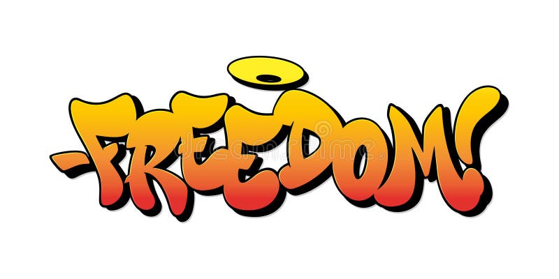 Freedom Font in Graffiti Style. Vector Illustration. Stock Vector ...